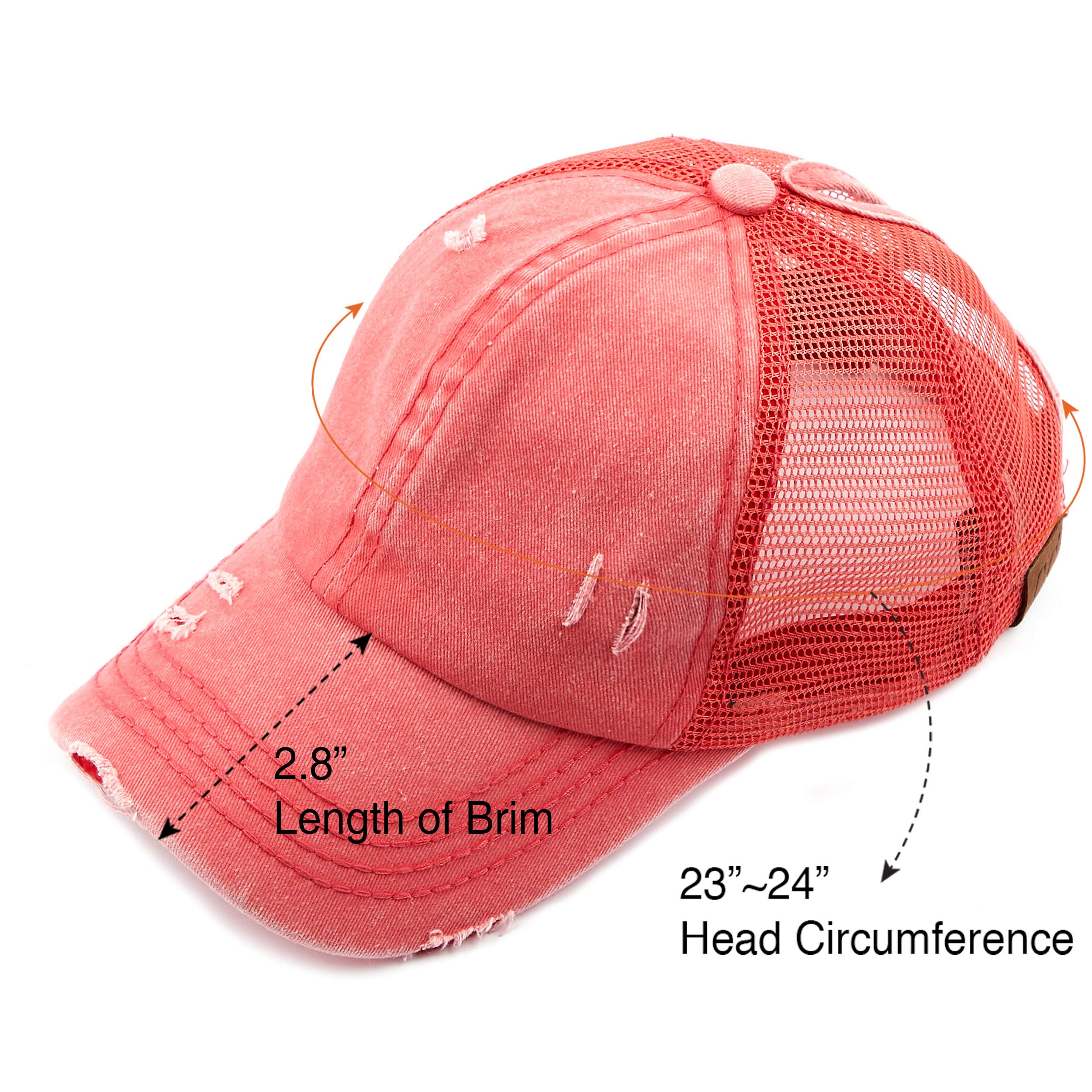 C.C Hatsandscarf Exclusives Washed Distressed Cotton Denim Ponytail Hat Adjustable Baseball Cap (BT-13)