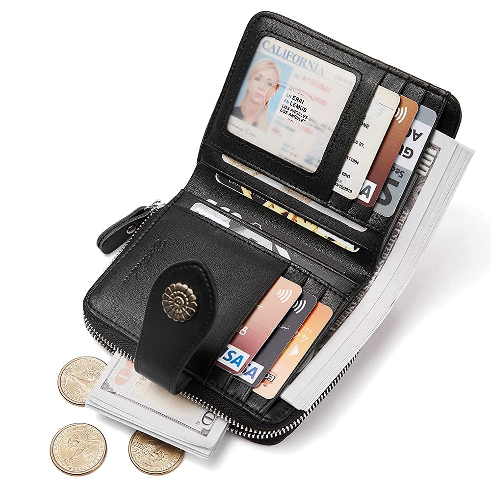 BOSTANTEN Women Leather Handbags Satchel Purses Satchel Shoulder Bag Bundle with Women Leather Wallet RFID Blocking Small Bifold Wallet