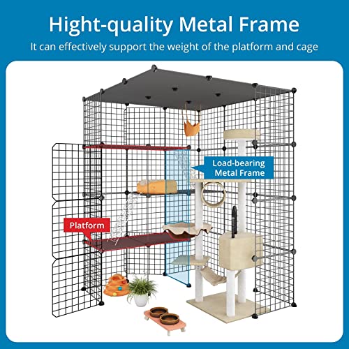 Eiiel Large Cat Cage Enclosures with Balcony Indoor DIY Cat Playpen Detachable Metal Wire Kennels Crate 2x3x3 Large Exercise Place Ideal for 1-3 Cat