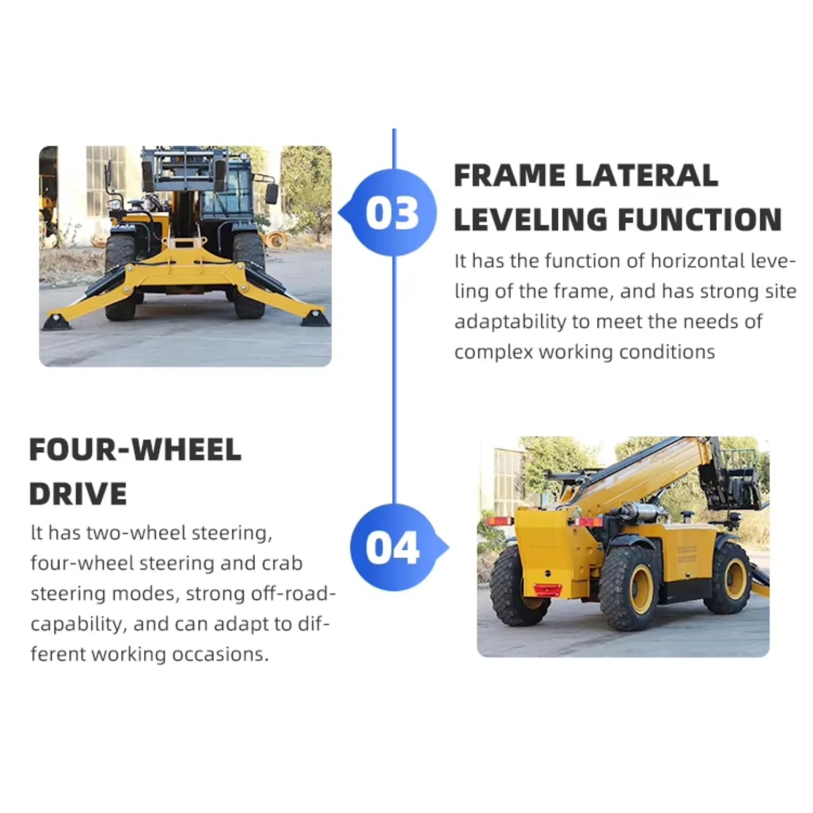 Electric Hydraulic Pallet Telescopic arm Forklift Lifting Stacker - 1000kg, 1500kg, 2000kg Capacity Reach Stacker for Efficient Material Handling