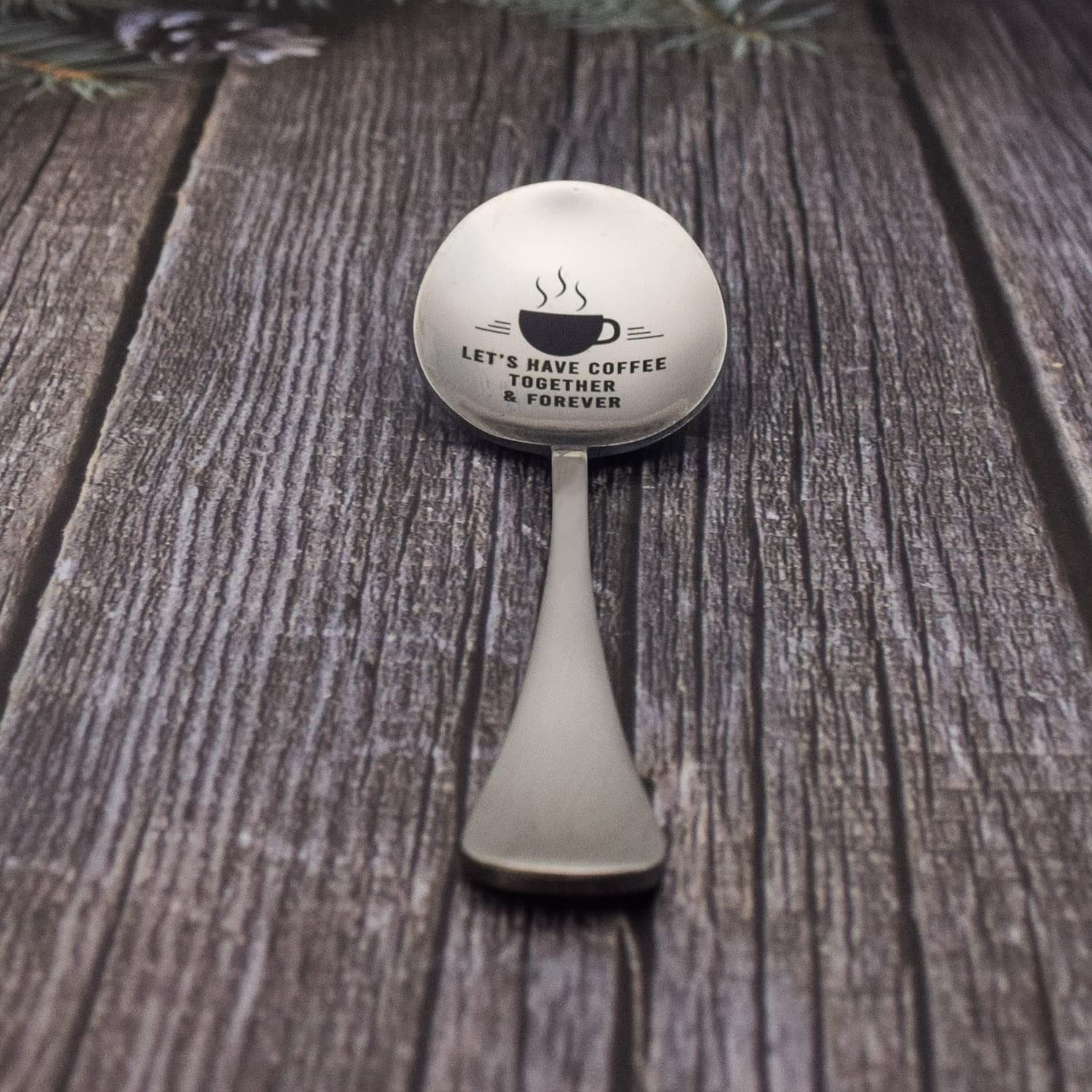Couple Gifts Friends GiftsâLet's Have Coffee Together & Forever Engraved Spoon Personalized Gift for Valentine's Day gift,Birthday Gift,Thanksgiving Day Gift,Christmas Gift(2PCS)