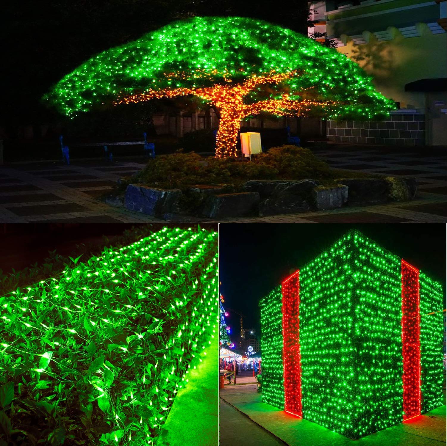 BrizLabs Green Net Lights Outdoor, 11.8ftx 4.9ft 360 LED Christmas Mesh Lights with Remote, 8 Modes Bush Net Sting Lights, Connectable Plugin Halloween Net Lights for Xmas St Patrick’s Day Tree Garden
