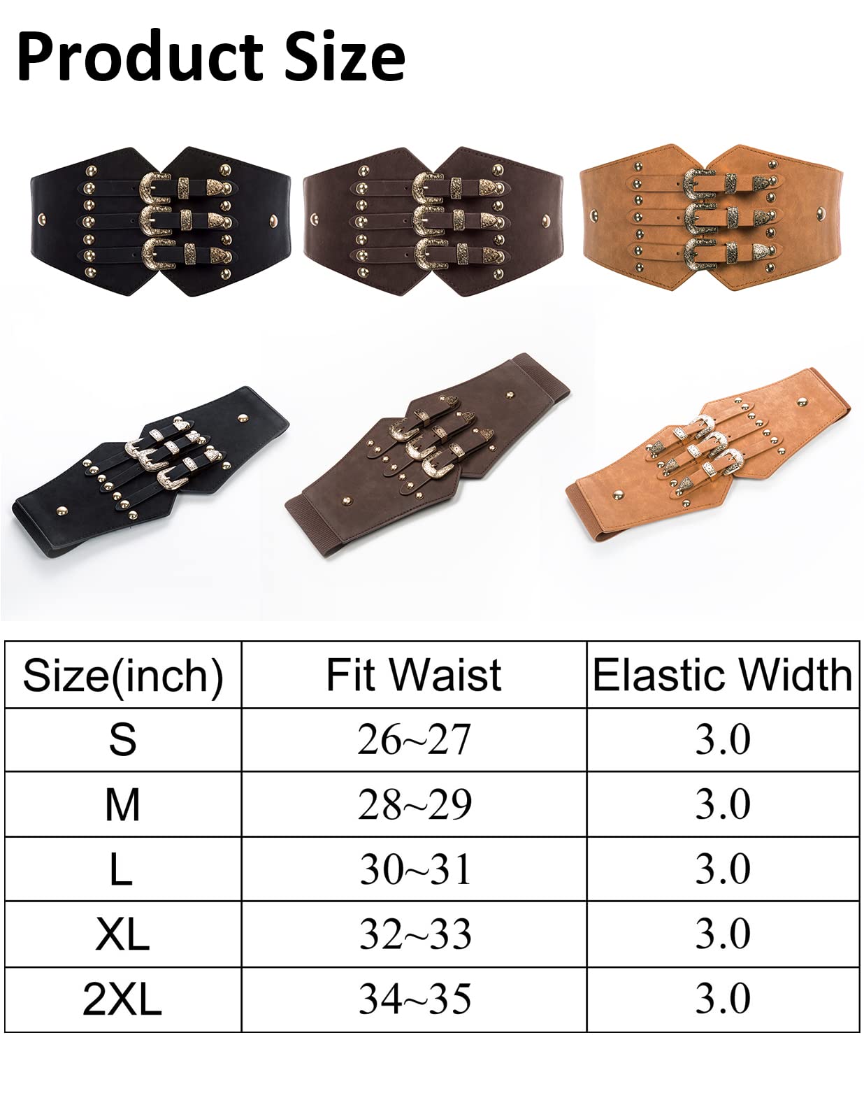 Scarlet Darkness Women Renaissance Faux Leather Wide Waist Belt Gothic Cincher Corset Black XL
