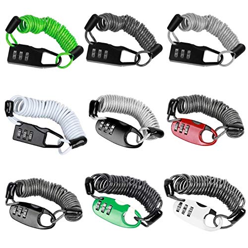 Bicycle Lock Bicycle Lock Anti-Theft Mini Helmet Lock Motorcycle Cycling Scooter Combination Password Safety Cable Lock-White Lock Bike Lock (Color : White) (Color : Green Lock)