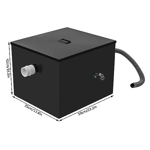 SNKOURIN 20 LB Commercial Grease Interceptor, Under Sink Grease Trap with 2.2 GPM Flow Rate, Stainless Steel Grease Traps for Restaurant Canteen Factory Home Kitchen, Black