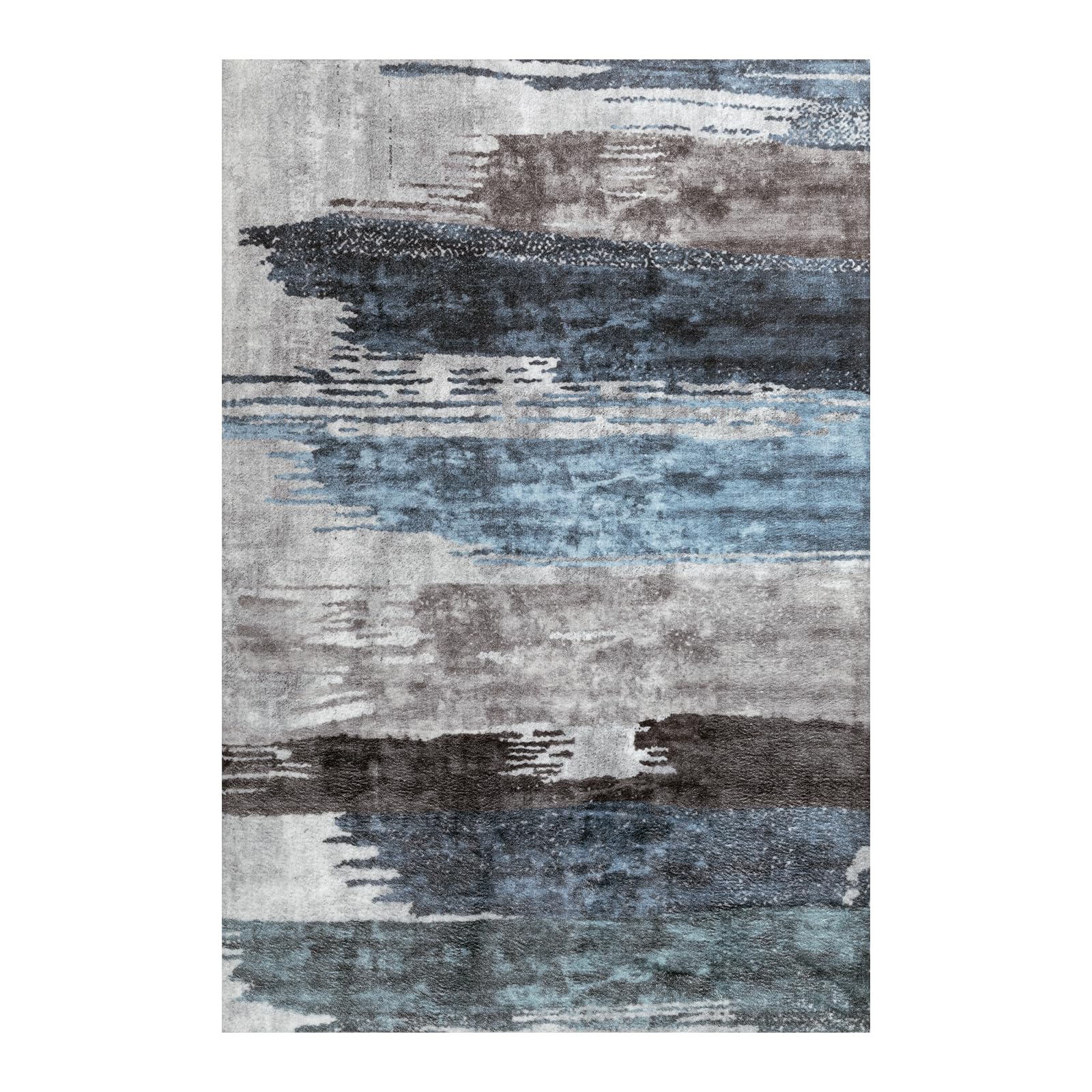 Ciicool Modern Abstract Area Rug 2x3 Washable Small Entryway Rug, Non-Slip Low Pile Throw Rug, Foldable Kitchen Bathroom Rug, Blue Grey Floor Carpet for Entrance Living Room Bedroom Indoor Doormat