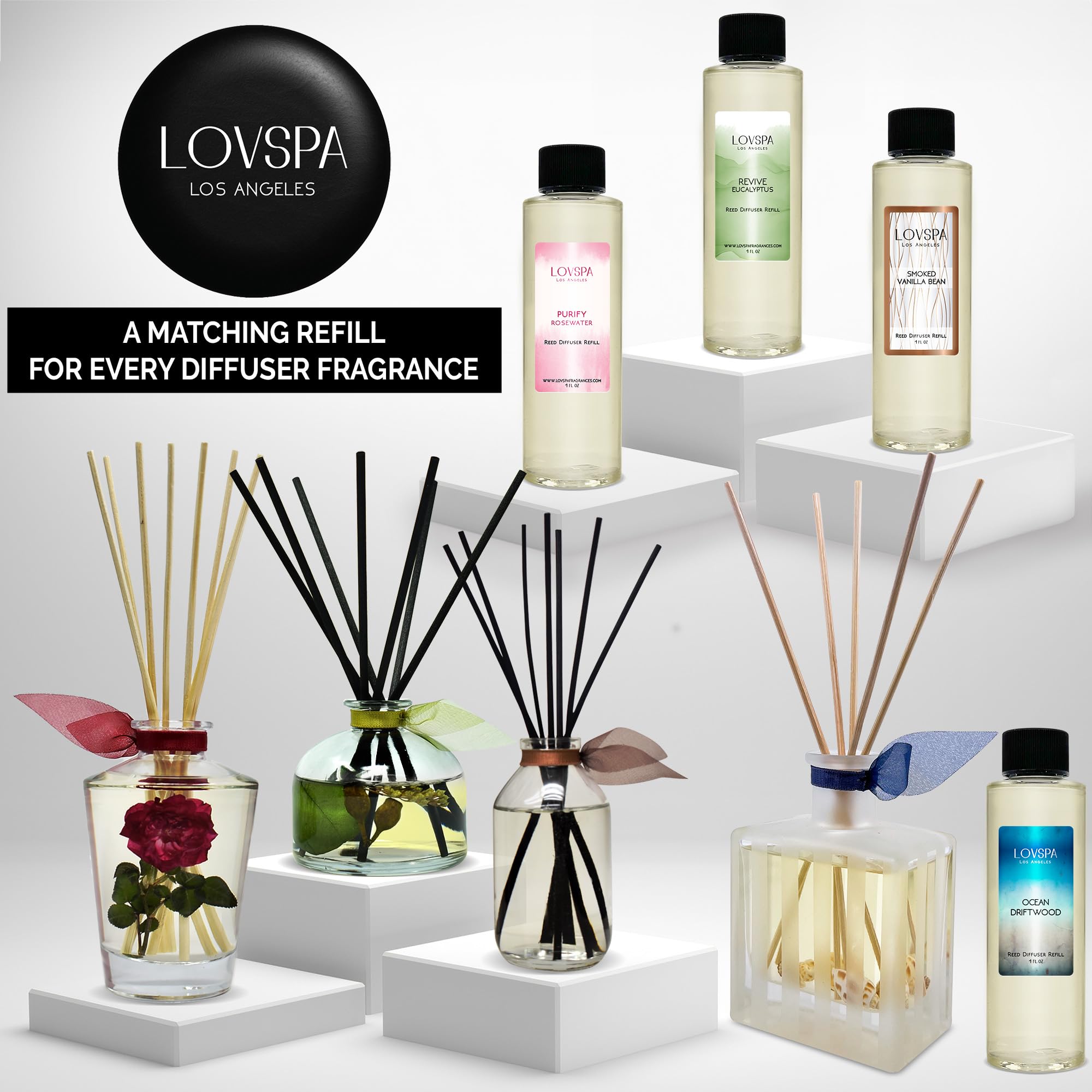 LOVSPA Refresh Sicilian Blood Orange Citrus Essential Oil Reed Diffuser Set with Real Orange Pieces! Aromatherapy Fragrance Room Air Freshener