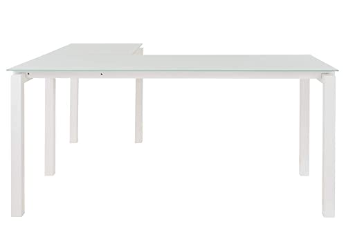 Signature Design by Ashley Baraga Contemporary Glass L-Shaped Home Office Desk, White
