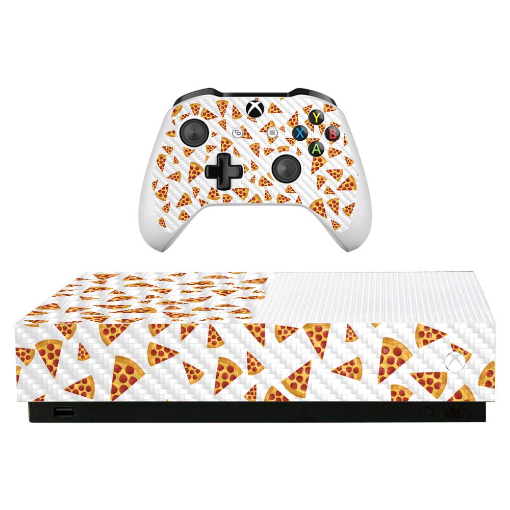 MightySkins Carbon Fiber Skin for Microsoft Xbox One S All-Digital Edition - Body by Pizza | ProtectiveTextured Carbon Fiber Finish | Easy to Apply, Remove, and Change Styles | Made in The USA