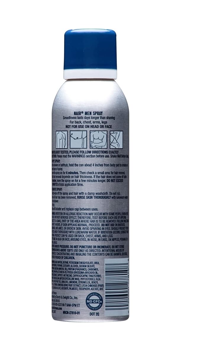 Nair Hair Remover Mens Spray 6 Ounce (177ml) (3 Pack)