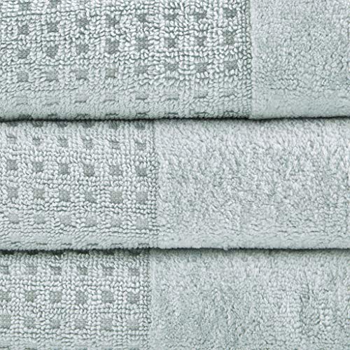 Madison Park Spa Waffle 100% Cotton Luxurious Towel Set, Premium Texture Waffle Weave, Highly Absorbent, Quick Dry, Hotel & Spa Quality Wash Clothes for Bathroom, Assorted Sizes, Seafoam 6 Piece