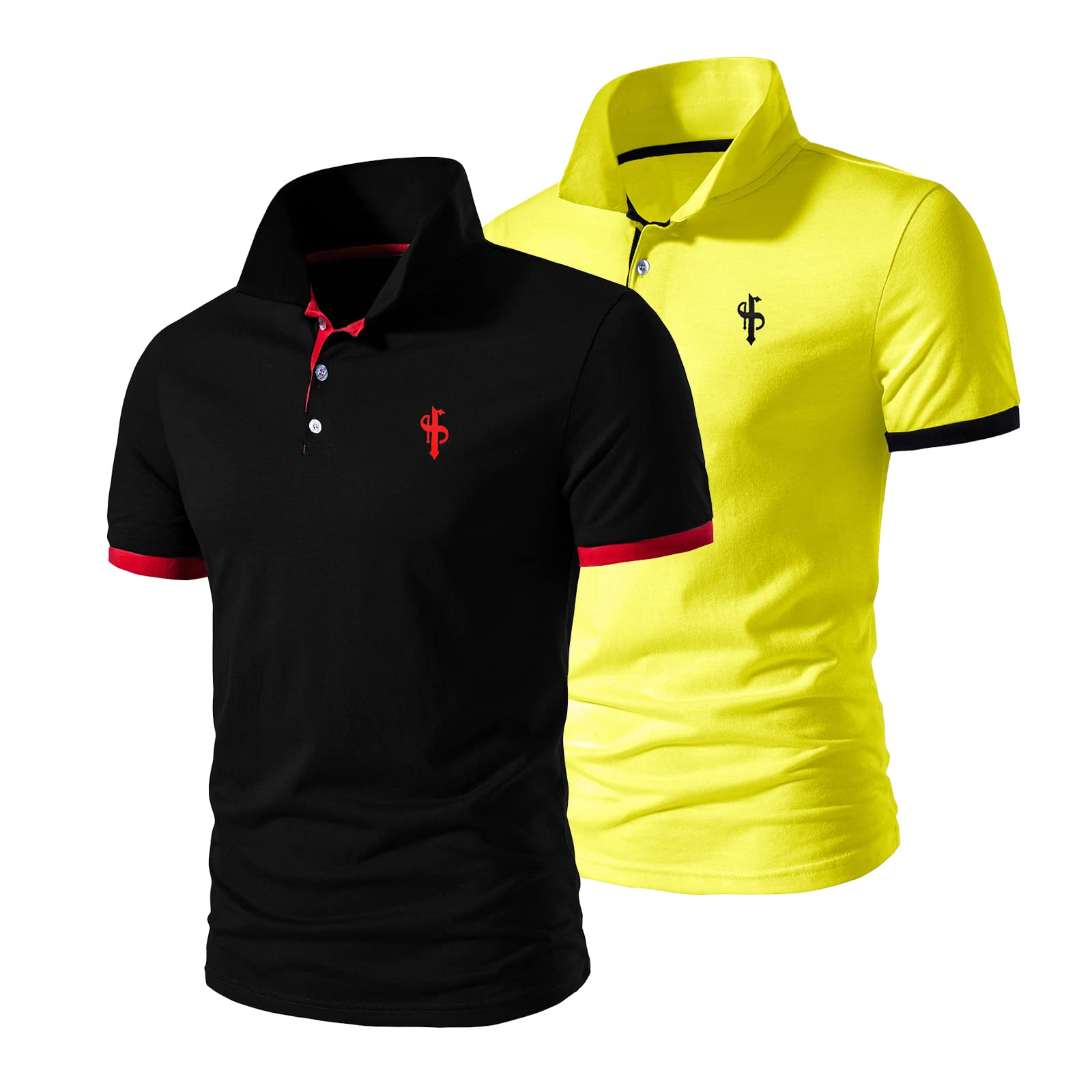 CEHT Mens Polo Shirts Long Sleeve Cotton Golf Shirts for Men Slim Fit Casual Tops Navy