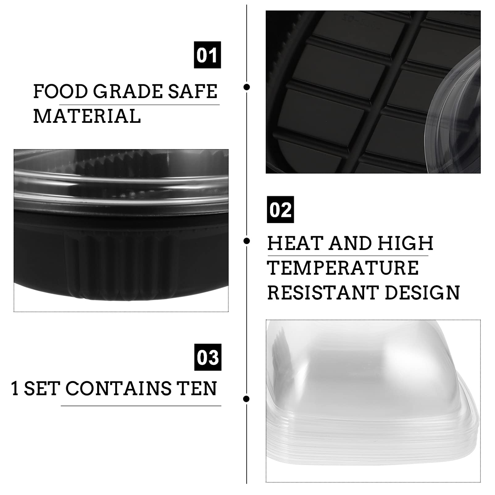 DOITOOL 10Pcs Rotisserie Chicken Roaster Container with Covers Plastic Disposable Take Out Containers Carrier with Clear High Dome Lid Without Handle