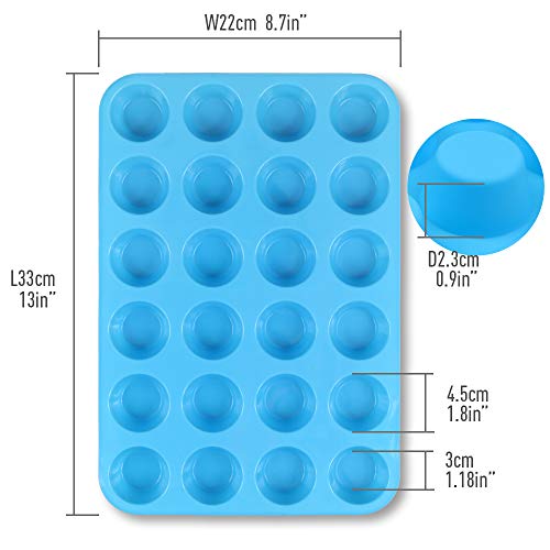Cozihom Silicone Muffin Pan, Cupcake Pan, 24 Cups, Food Grade Egg Muffin Baking Silicone Molds, Non-stick, 3 Pcs