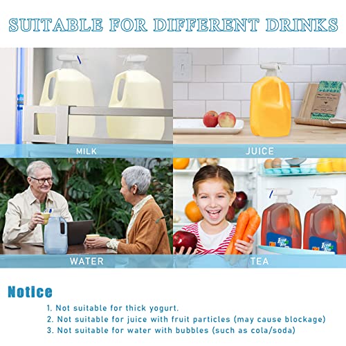 Milk Dispenser for Fridge Gallon, Automatic Drink Dispenser with Cleaning Brush, Milk Jug Dispenser, Electric Tap for Milk Juice Water, Drink Dispensers for Parties Home Kitchen (2Pack, White)