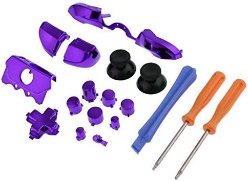 Chrome RT LT RB LB Triggers Buttons Dpad ABXY Buttons for Key Xbox One Elite E Controller with T6 T8 Screwdriver Tool (Chrome Purple)