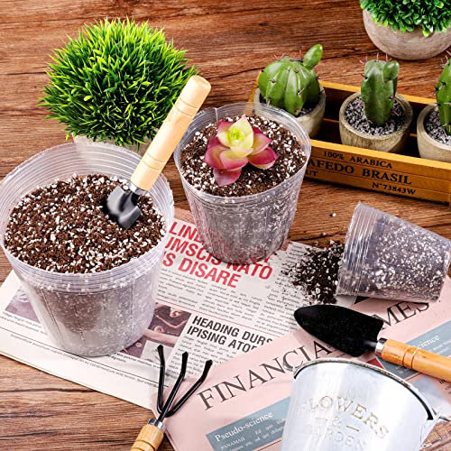 ELCOHO 30 Pack Plants Nursery Pot Soft Clear Plastic Planter 6.7/6/5/4/3 Inch Seed Starting Pots Flower Plant Pots with Drainage Hole Plant Container with 30 Labels for Seedlings Succulent Vegetable