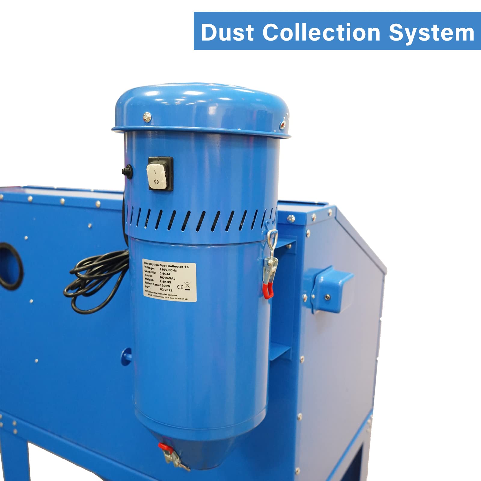 Cimcame Sandblasting&Sandblaster Cabinet 90 Gallon with Dust Collection Reclaimer System Floor Abrasive Blast Cabinet for Rust Grime Paint Removing