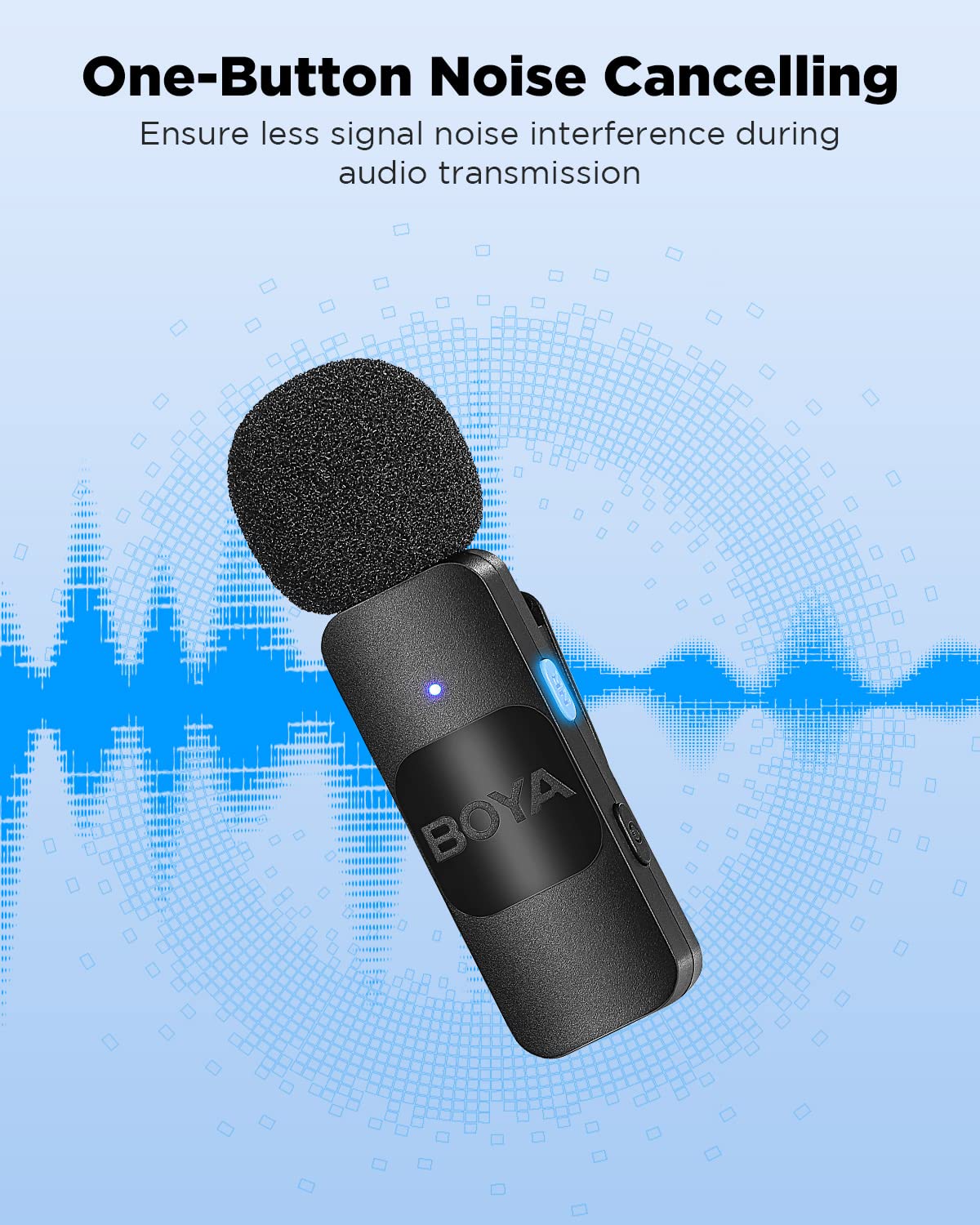 BOYA by-V2 Wireless Microphone for iPhone,2.4GHz Plug Play Mnini Clip-on Mic for iPhone 14/14 Pro/13/13 Pro/12 iPad iOS Devices Vlogging YouTube Video Recording Podcast Interview
