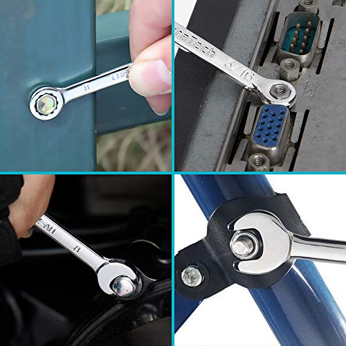 DURATECH Mini Wrench Set, Midget Combination Wrench Set, 20-Piece, Metric & SAE, 4-11mm & 5/32" - 7/16", Lightweight, with Rolling Pouch