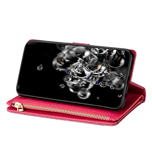 BOYUHII Silicone Protective Case for phone For Samsung Galaxy A50 / A30s / A50s Multi-card Slots Starry Sky Laser Carving Glitter Zipper Horizontal Flip Leather Case with Holder & Wallet & Lanyard ATC