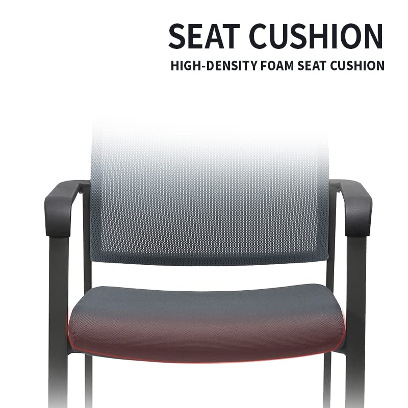 CLATINA No Wheels Conference Room Chairs Set of 8, Stackable Office Guest Reception Chairs with Armrests, Mesh Back Waiting Room Chairs for Office, School, Lobby, Church, Black