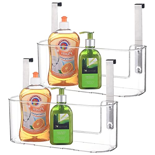 HIEEY 2 PACK Over the Cabinet Door Organizer Holder,Wall Mounted Storage Rack Hanging Shelf for Kitchen Cabinet, Cupboard, Pantry Door or Bathroom Shower Cosmetic