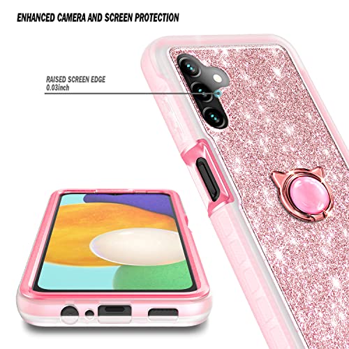 NGB Supremacy Galaxy A13 5G Case, Full Body Protection with [Built-in Screen Protector] Ring Holder/Wrist Strap, Slim Fit Shockproof Bumper Durable Cover for Samsung Galaxy A13 5G (Rose Gold)