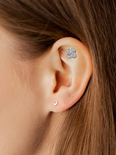 CANDYFANCY 2 Pieces 16g Gem Knit Knot Upper Ear Cartilage Helix Studs Earrings Auricle Piercings 16 Gauges 1/4" 6mm