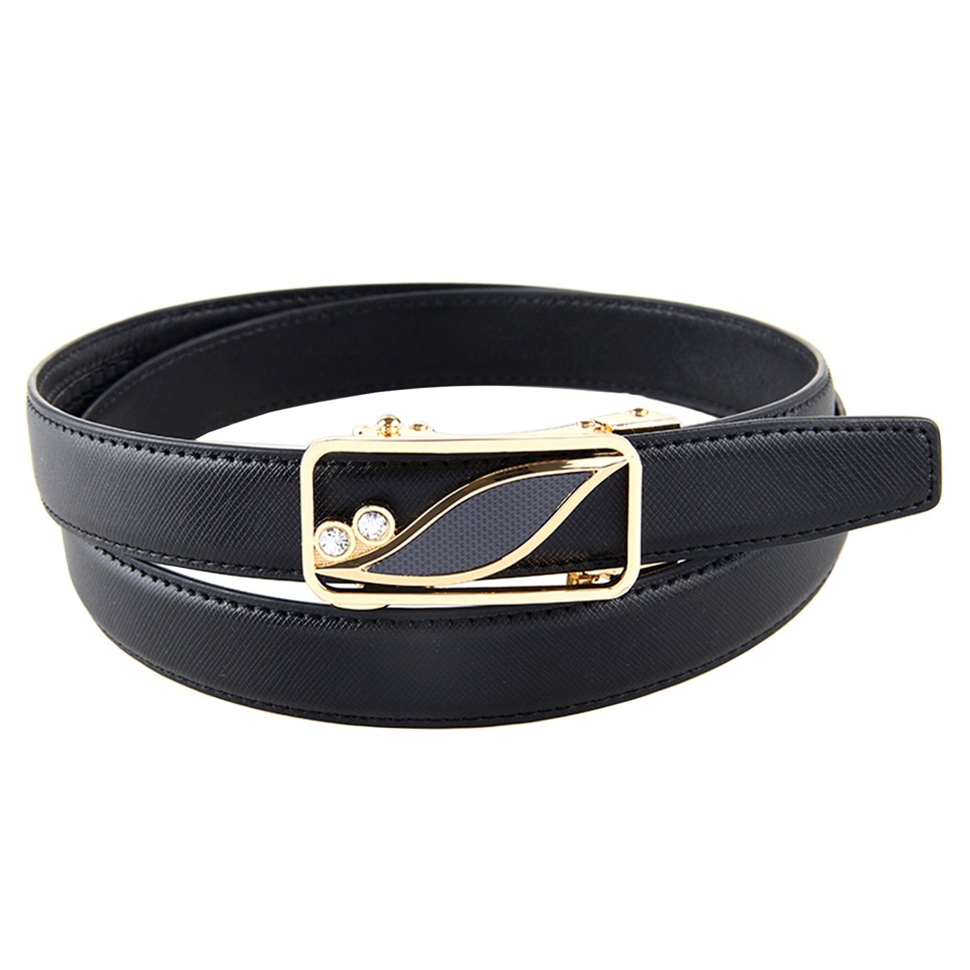 Bpstar Womens Belt, Adjustable Women Ratchet Belts Automatic Buckle Leather Belt for Women (Black3, 21"-45")