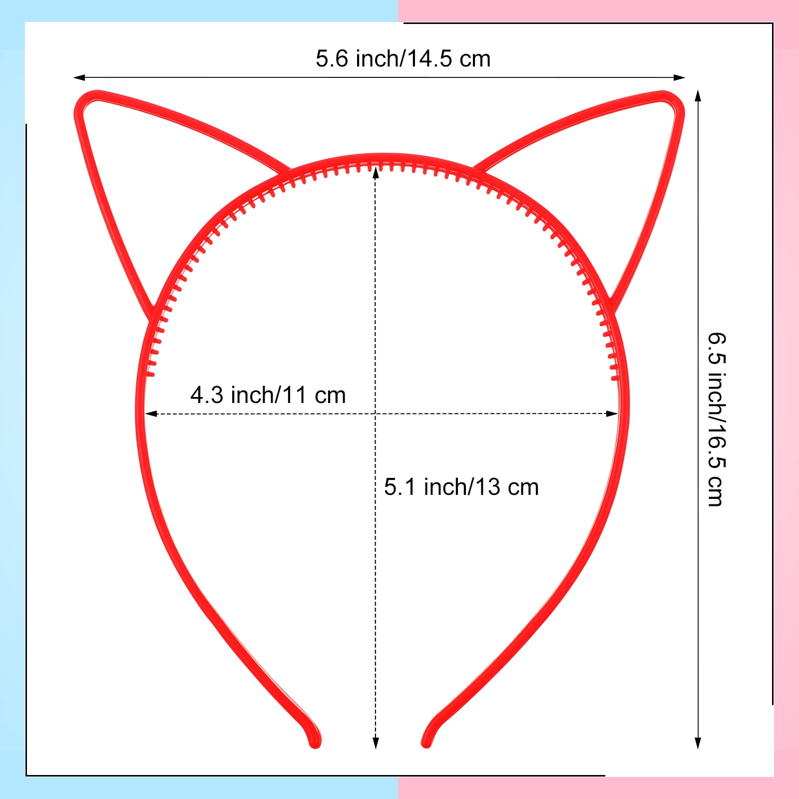 Chunyin 70 Pcs Cat Ears Headband for Kids Girls Women Plastic Headbands, 14 Colors (5 Pieces for Each Color)