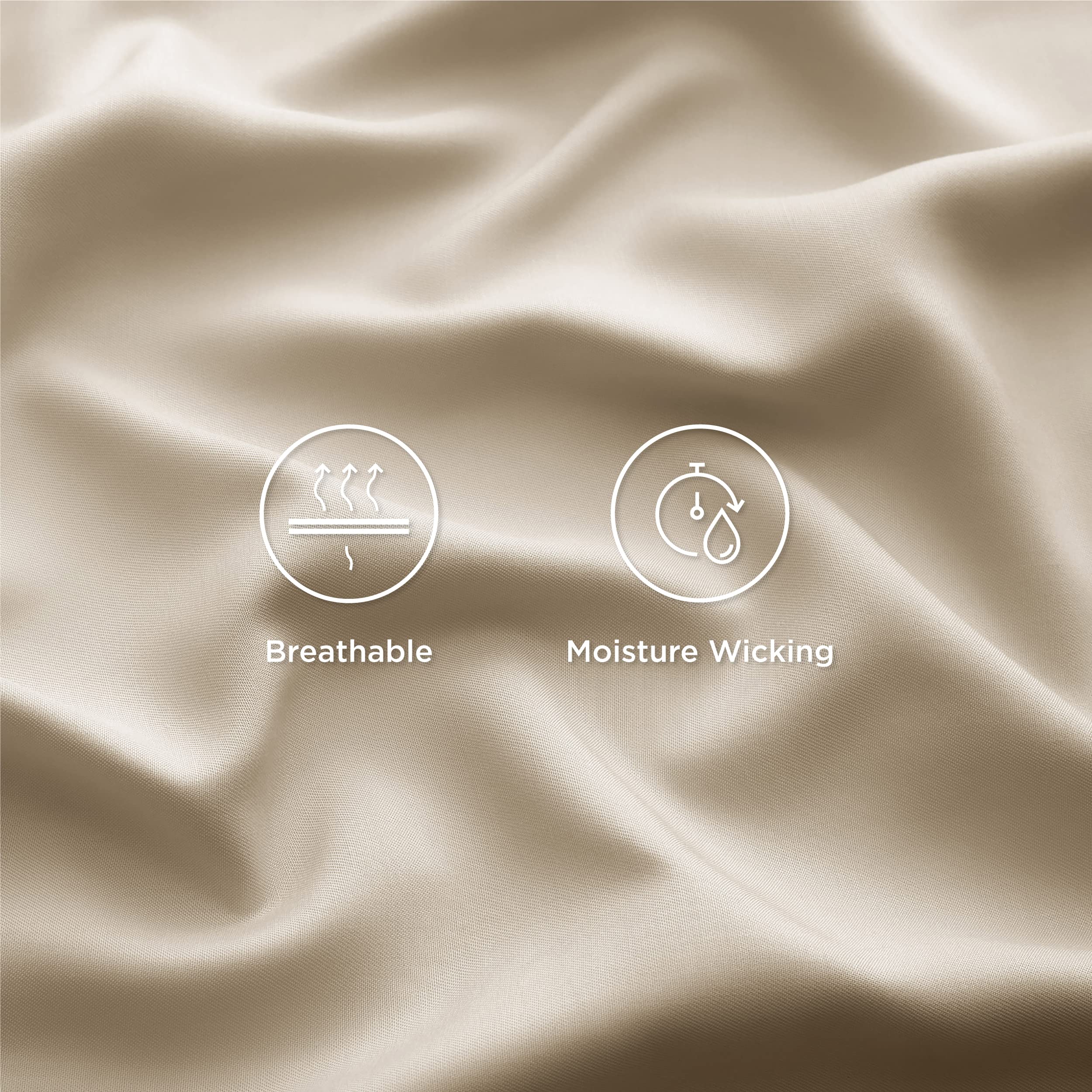 Bedsure King Size Sheet Set, Cooling Sheets King, Rayon Derived from Bamboo, Deep Pocket Up to 16", Breathable & Soft Bed Sheets, Hotel Luxury Silky Bedding Sheets & Pillowcases, Beige