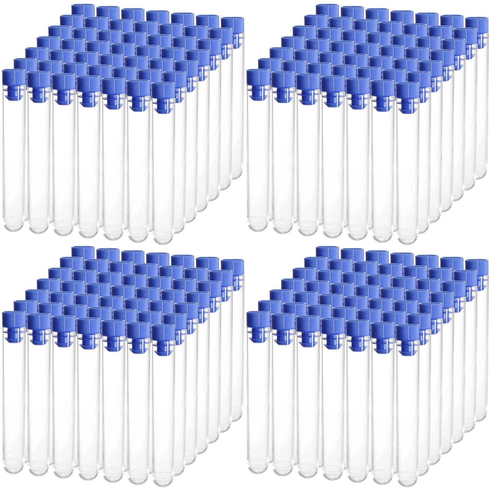 Coloch 200 Pack 10ML Plastic Test Tubes with Blue Caps, 16x100mm Clear Vials Container Sample Tubes for Scientific Experiments, Seed, Beads, Powder,Spice, Liquid, Party Supplies