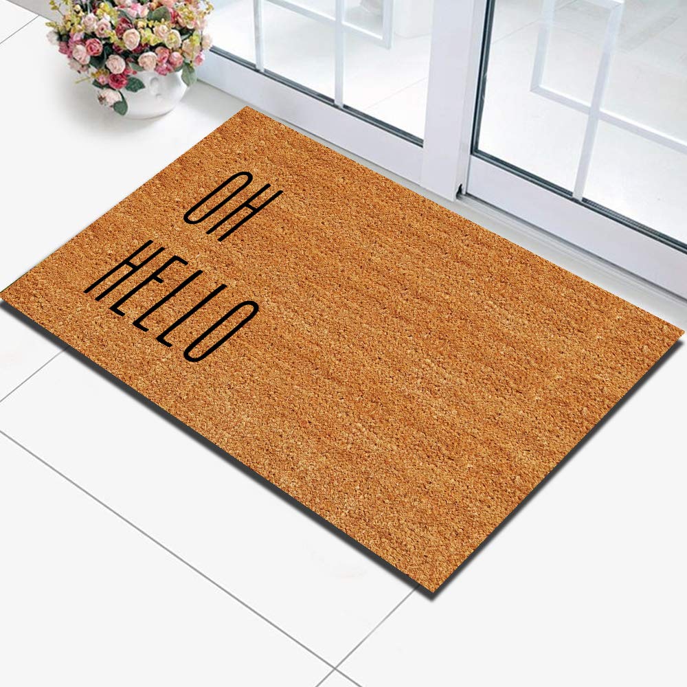MOMOBO Funny Doormat Custom Indoor Doormat -Oh Hello Funny Front Mats Home and Office Decorative Entry Rug Garden/Kitchen/Bedroom Mat Non-Slip Rubber 23.6 x15.7 Inch