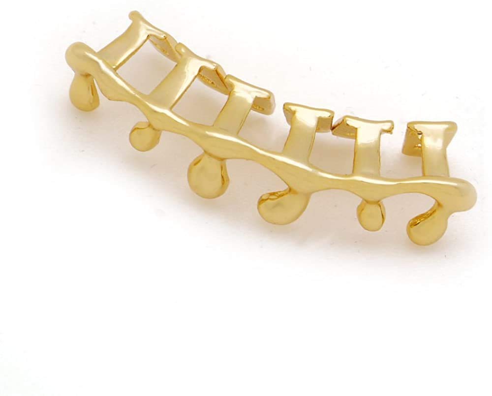 canjoyn 18K Gold Teardrop Bottom Grillz 6 Teeth Lower Teeth Drip Cap Grillz