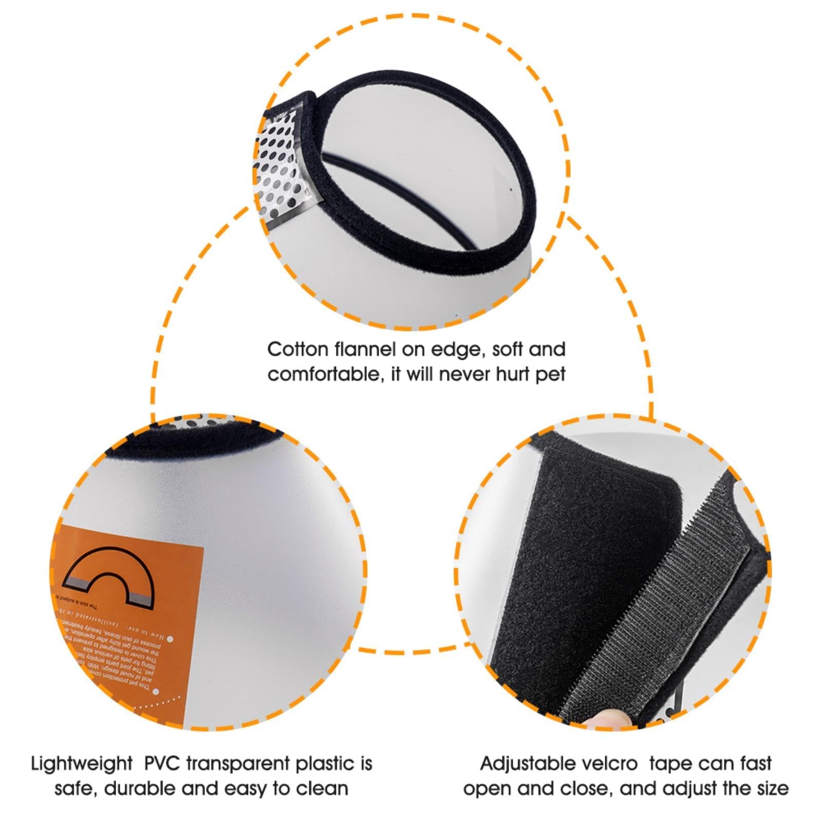 Fezep 3 PCS Dog Cone Collar, Soft Pet Recovery Collars for Dogs and Cats Surgery, Adjustable Plastic Dog Neck Cone Stop Licking Wound, Elizabeth E-Collar Prevent Biting(3 PCS)