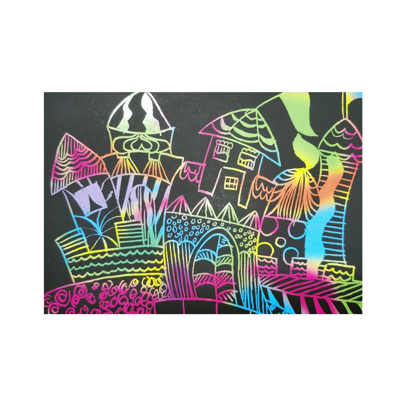 Scratch Paper Art Set for Kids Rainbow Magic Scratch Paper Off Crafts Supplies Kits for Children Girls Boys Black Scratch&Sketch Drawing Paper Sheet DIY Scratch Notebooks Easter Birthday Gift