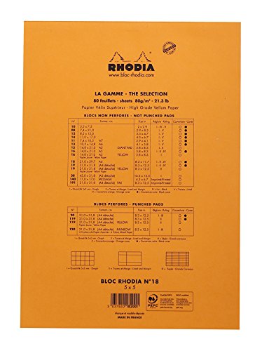Rhodia Notepads Graph Orange 8-1/4X11-3/4