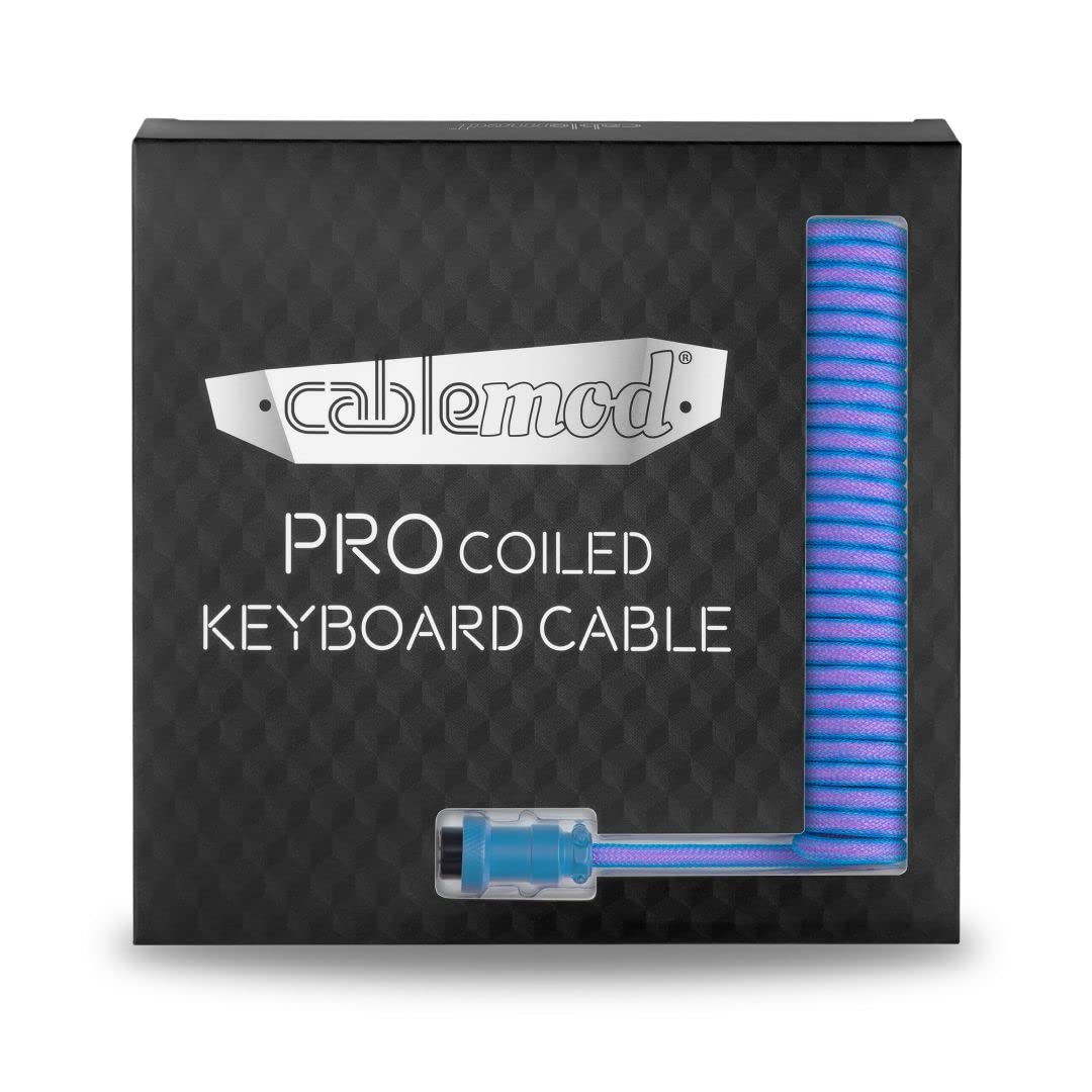 CableMod Pro Coiled Keyboard Cable (Galaxy Blue, USB A to USB Type C, 150cm)