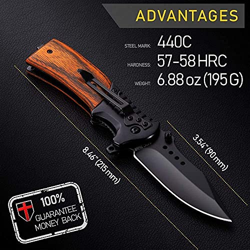 Bundle of 2 Items - Pocket Knife Spring Assisted Folding Knives - Military EDC USMC Tactical Jack Knifes - Best Small Utility Multi Purpose All in One Tools for Men Women - Best for EDC Camping Hiking