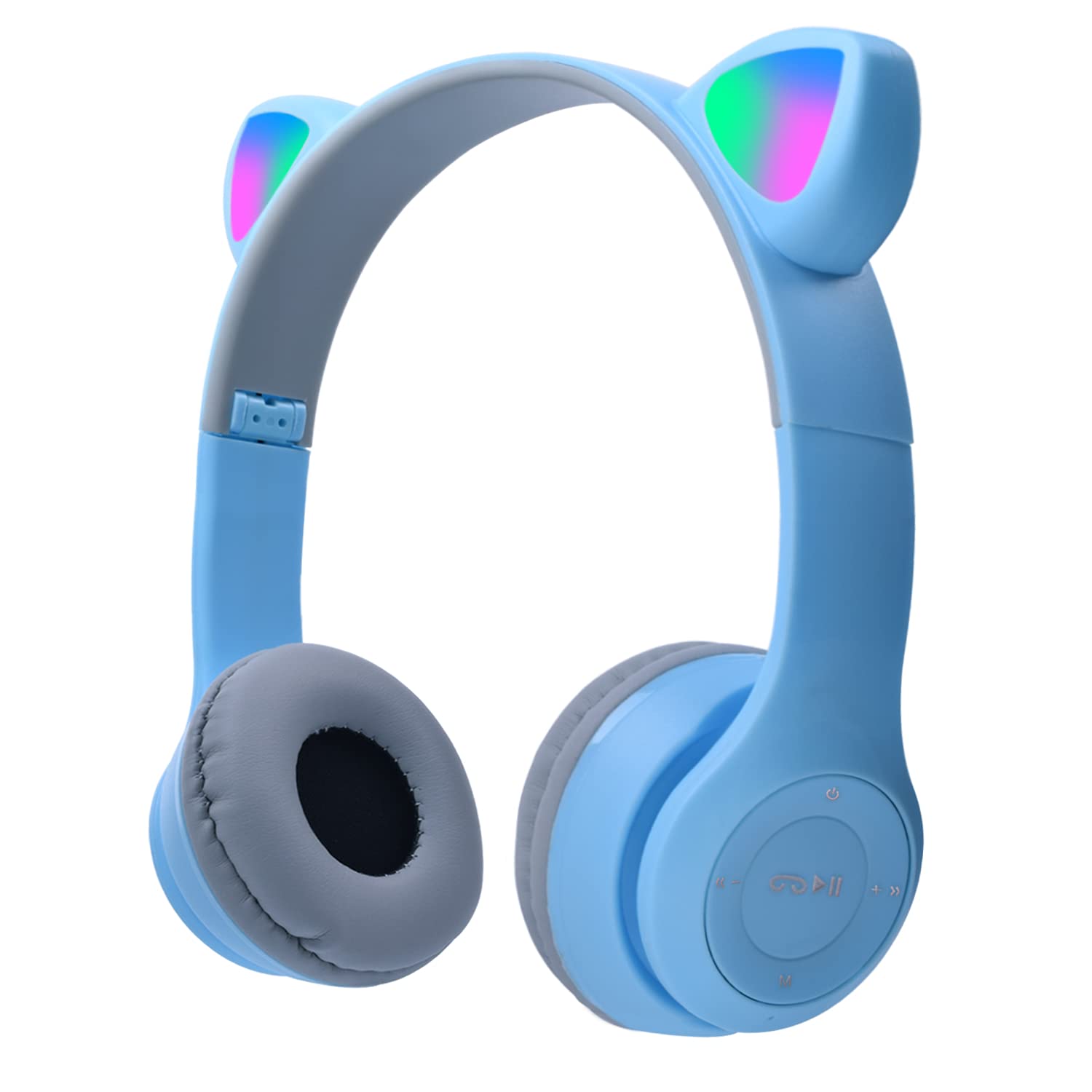 Bluetooth Cat Ear Kids Headphones with Mic, arVin Wireless/Wired Foldable Over-Ear Headset with Led Light UP & 85db Volume Limited for School, Online Learning, Boys, Girls, Children, Tablet, iPad & PC