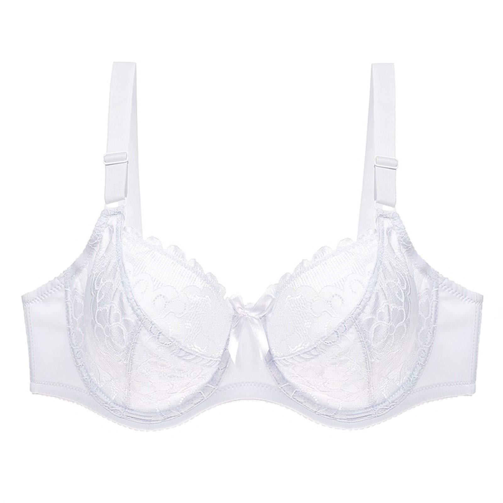 Bra UnderwearNylonSolid Color Wireless YogaWoman Bra Gathers Big Cup Lace Jacquar d Underwear for Women Wireless Bras White