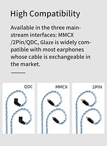 Keephifi Earphone Cable, KBEAR【Glaze】4Core Silver-Plated OFC Audio Upgraded Cable for EDX EDXPRO AST DQ6 EDS EDC 2SE (4.4, QDC)