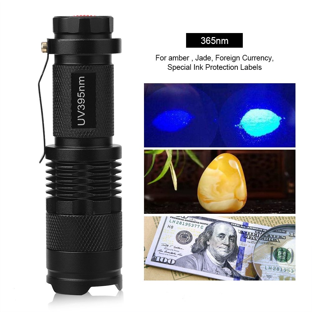 Fdit Torch Flashlight Ultra Bright LED Tactical Flashlight Perfect for Camping Biking Home Emergency 395/365 nm (Batteries Not Included)(365nm)