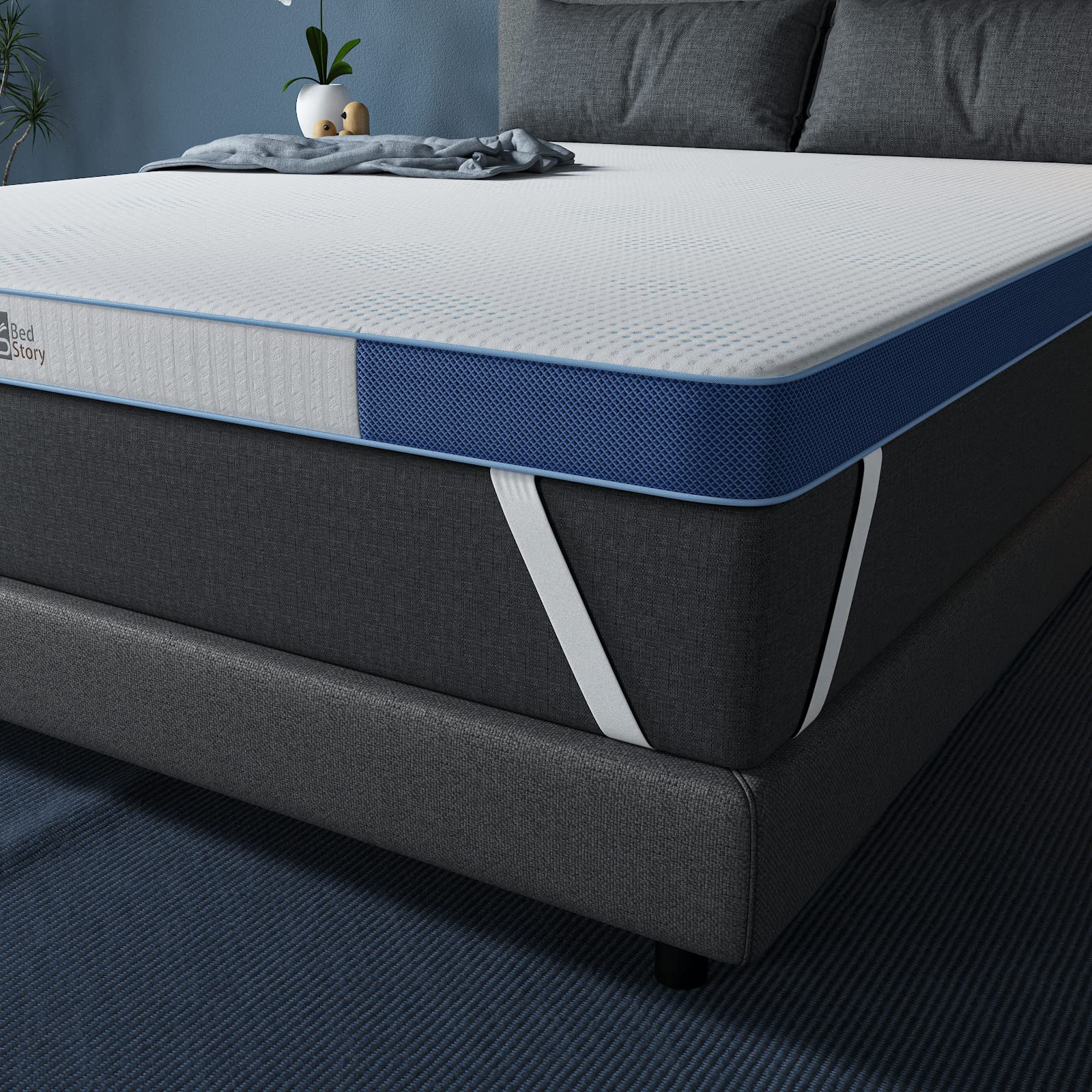 BedStory Extra Firm Mattress Topper Queen, 3 Inch Deep Sleep Memory Foam Mattress Topper for Pressure Relief, High-Density Foam Provides Extra Lumbar Support, 30 Days Trial