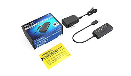 SABRENT 4 Port USB 3.0 Hub with Individual LED Lit Power Switches, Includes 5V/2.5A Power Adapter (HB-UMP3)