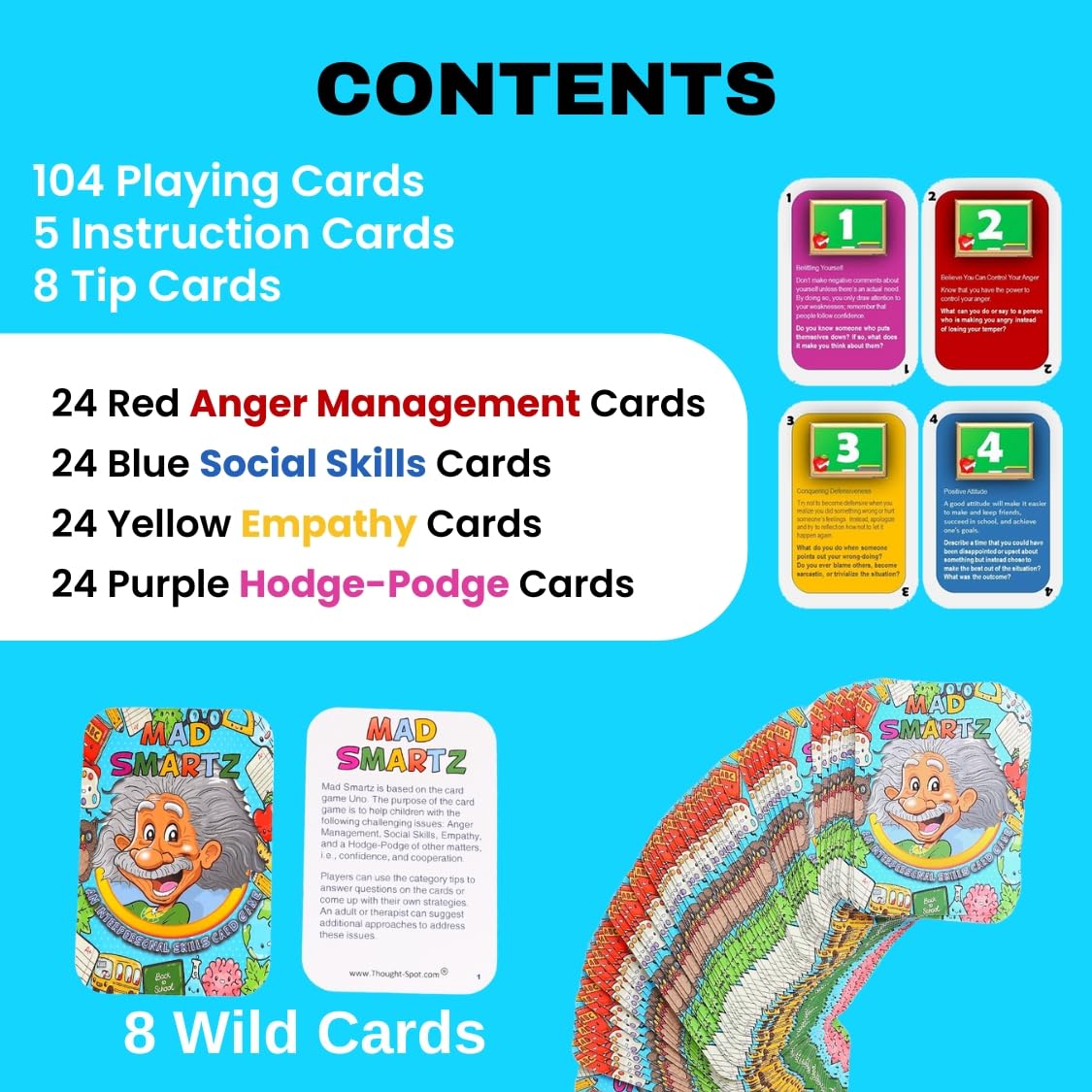 MAD SMARTZ: Social Skills & Anger Management Card Game β Teaches Interpersonal Skills & Emotional Regulation. Autism & ADHD Learning Tool; Educational Therapy Game for Counseling Kids/Teens; CBT Tool