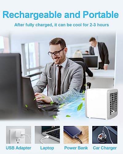 Mini Portable Air Conditioner Battery Powered Mini Ac For Bedroom Desk Room Car Tent Camping Personal Air Conditioners Small Air Cooler Fan