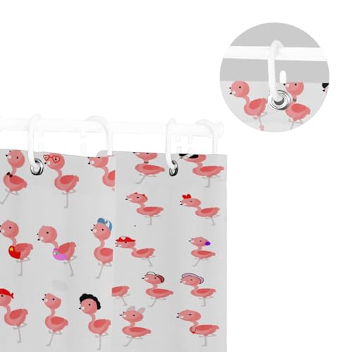 BLuevi Funny Flamingo Shower Curtain for Bathroom Waterproof Fabric with Hooks 72x72 Inch