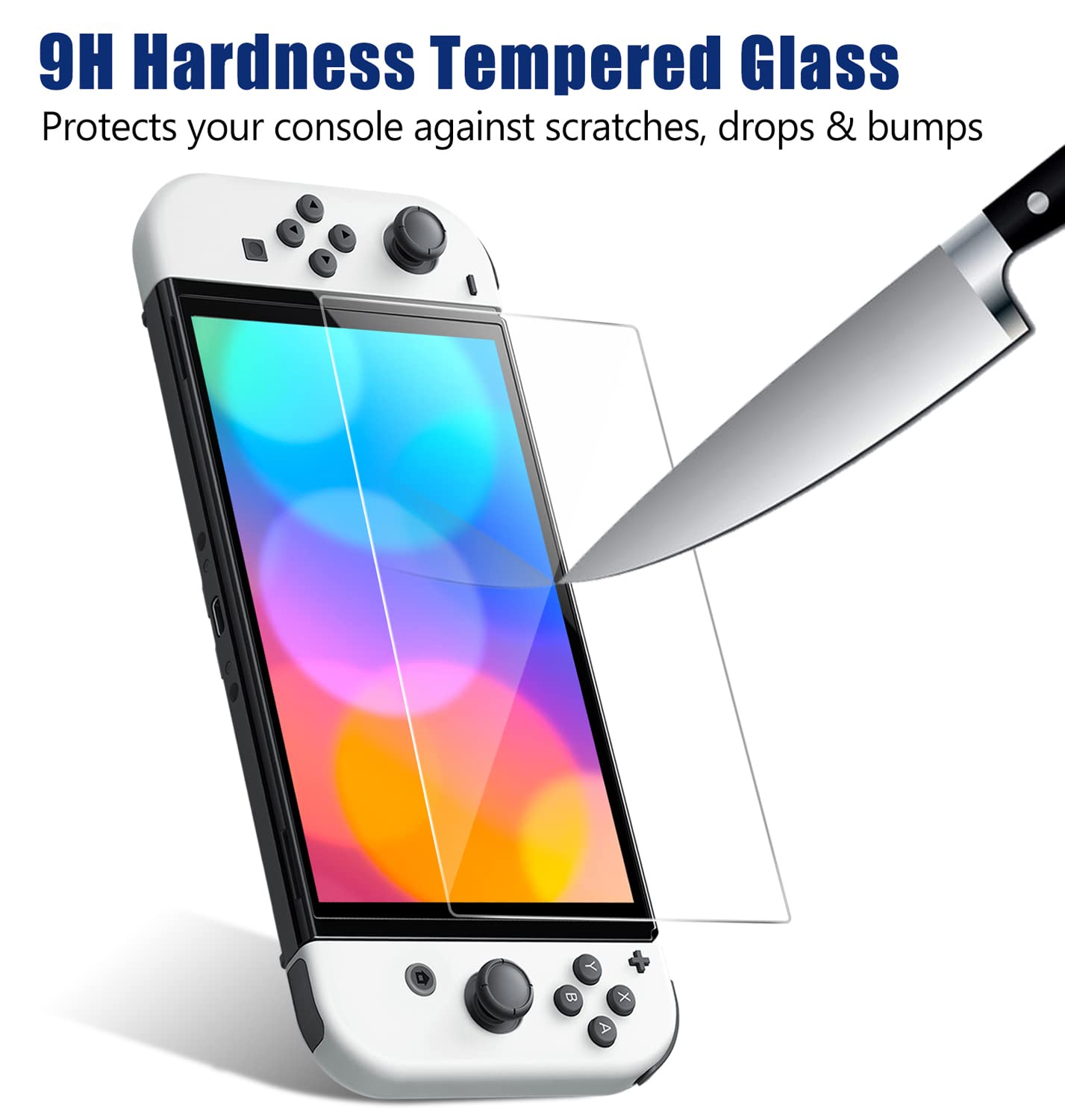 Bestico Case for Nintendo Switch OLED Model, 9in1 Accessories Bundle with Switch OLED Carrying Case, Tempered Glass Screen Protector, Console Stand and 6 Thumb Grips Caps, Black